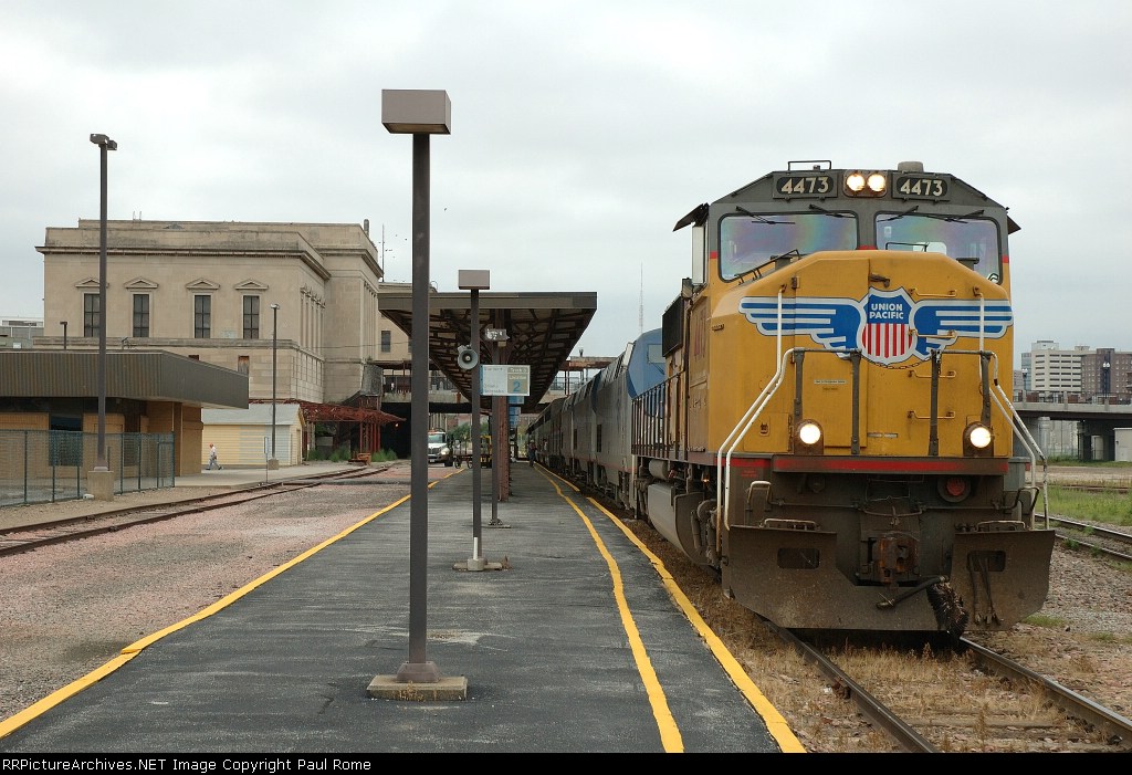 UP 4473 leads the Eastbound Amtrak #6 on the BNSF